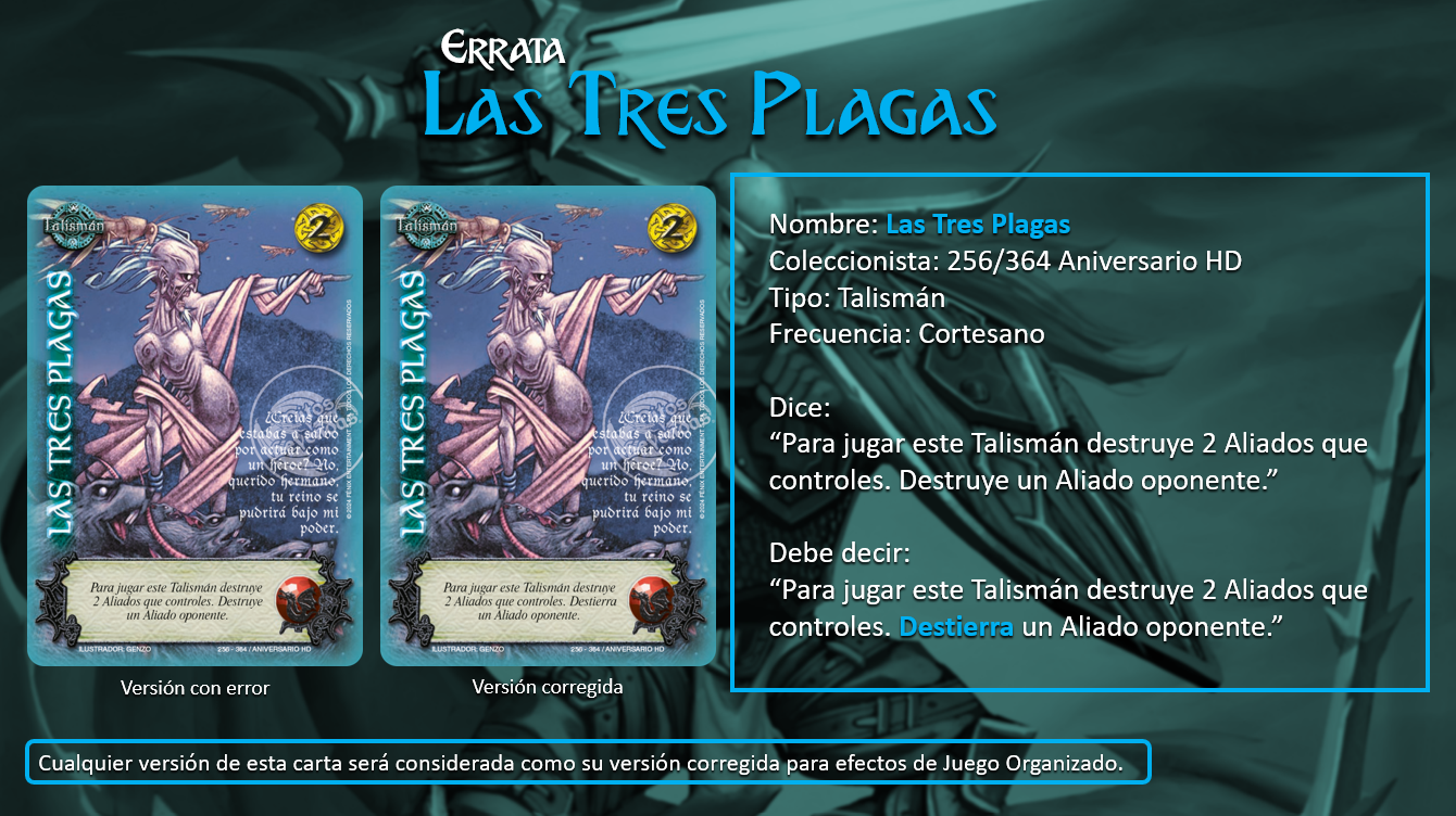 Aclaraciones y Erratas Hijos de Daana Aniversario – Mitos y Leyendas TCG